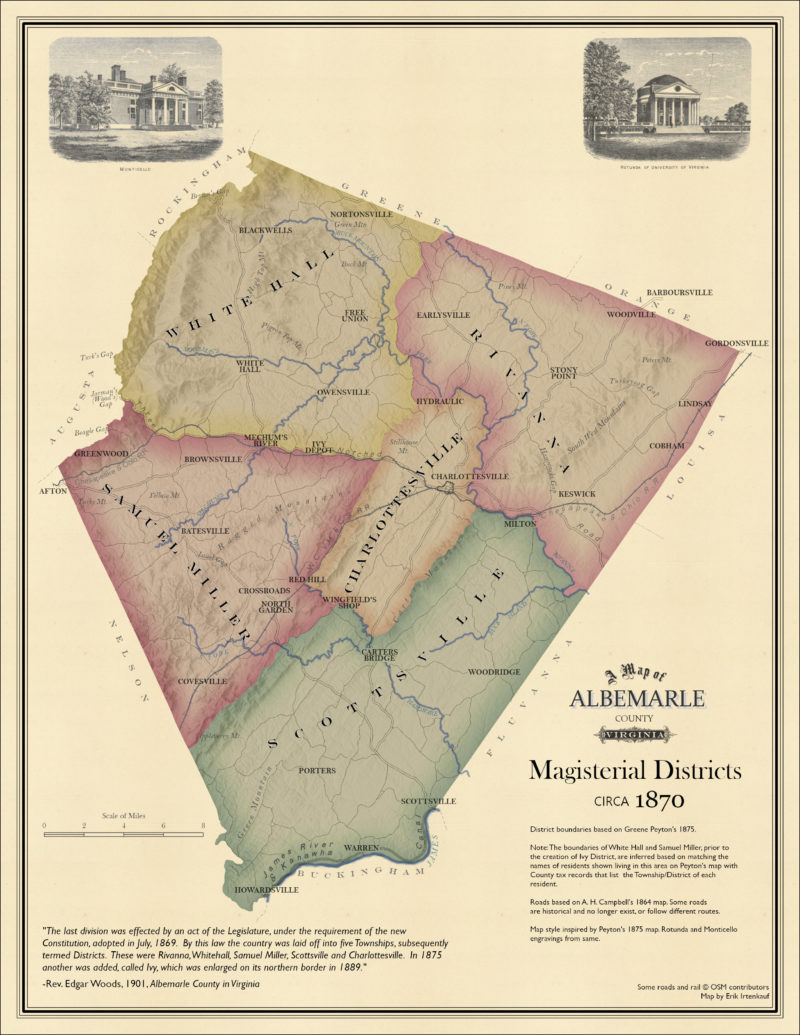 The Boundaries of Albemarle County – Faded Contours